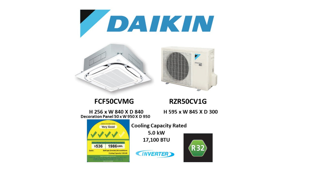 (NEW) Daikin R32 Skyair Single Split Inverter System Ceiling Cassette ...