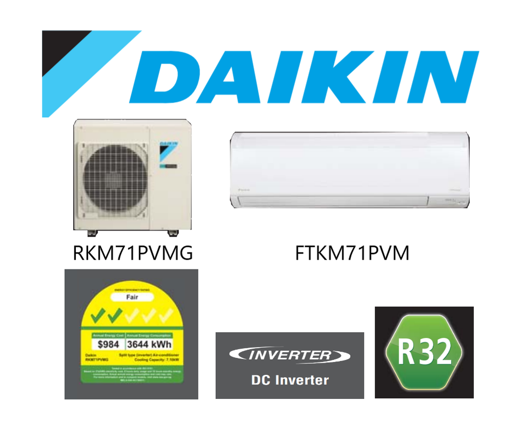 (NEW) Daikin R32 Single Split Inverter RKM71XVMG / FTKM71XVMG (24000 B ...